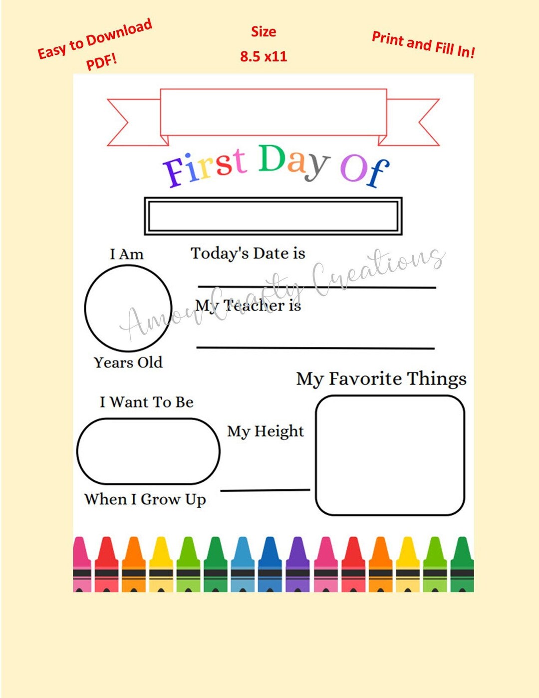First Day of School Printable, Back to School Questionnaire, School ...