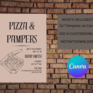 Pizza & Pampers Diaper Party Invite Template - Etsy