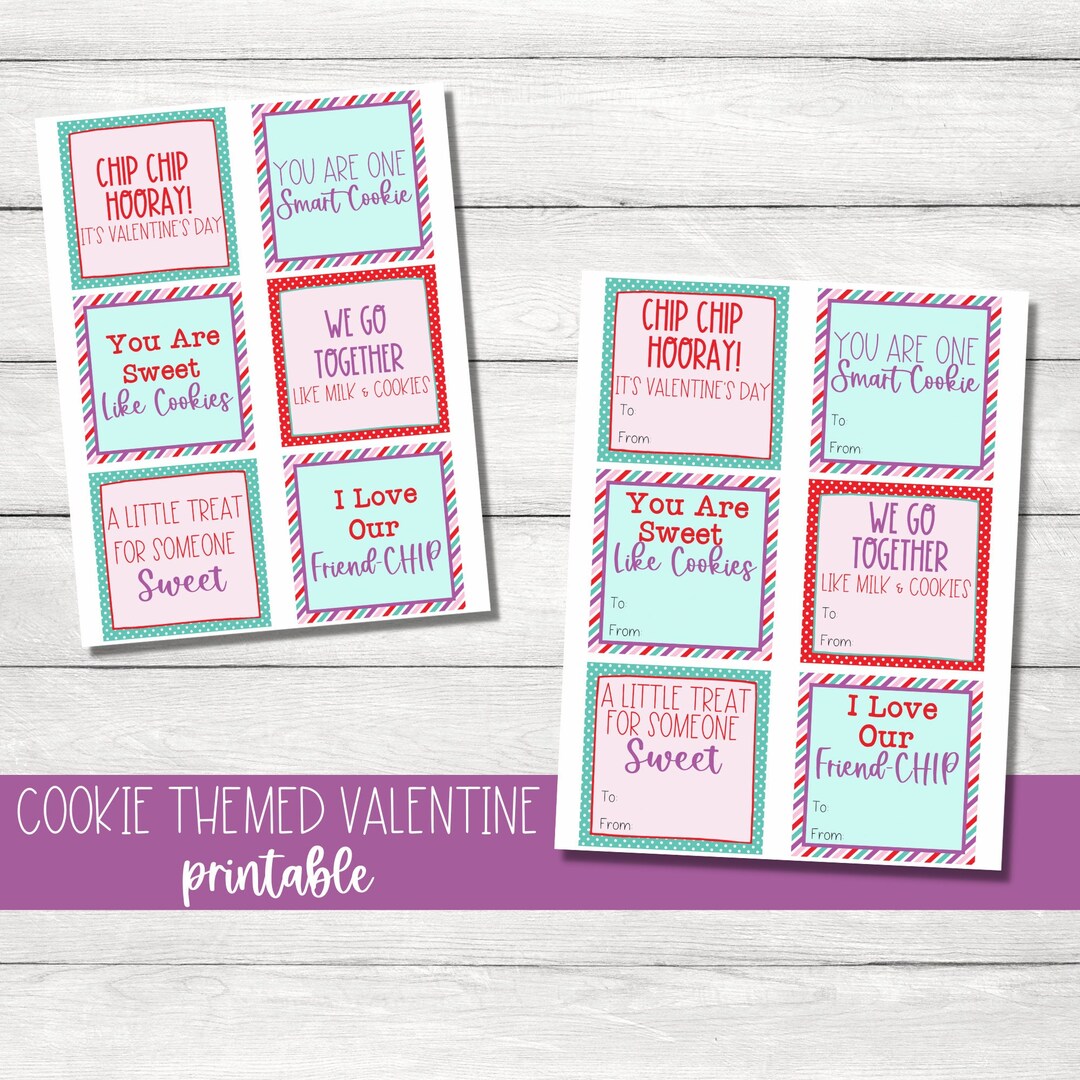 Cookie Valentine’s Day Printable Tag, Food Valentine’s Day Card ...