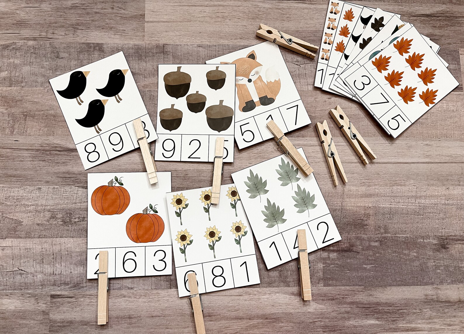 Count and Clip Cards, Fall Preschool Activities, 1-20 Counting Cards ...