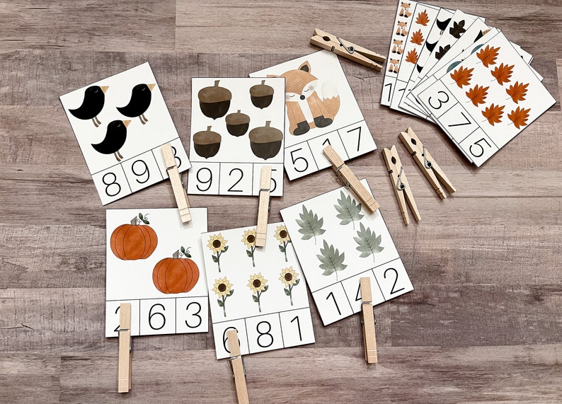 Count and Clip Cards, Fall Preschool Activities, 1-20 Counting Cards ...