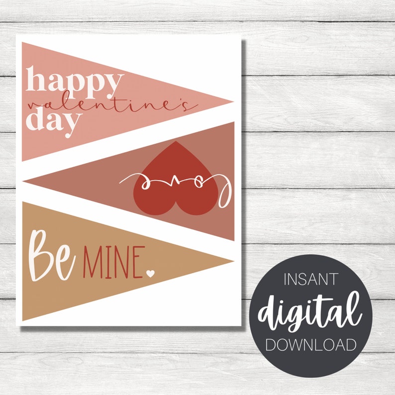 Printable Boho Valentine’s Day Pennant, Valentine’s Day Printable Flag ...