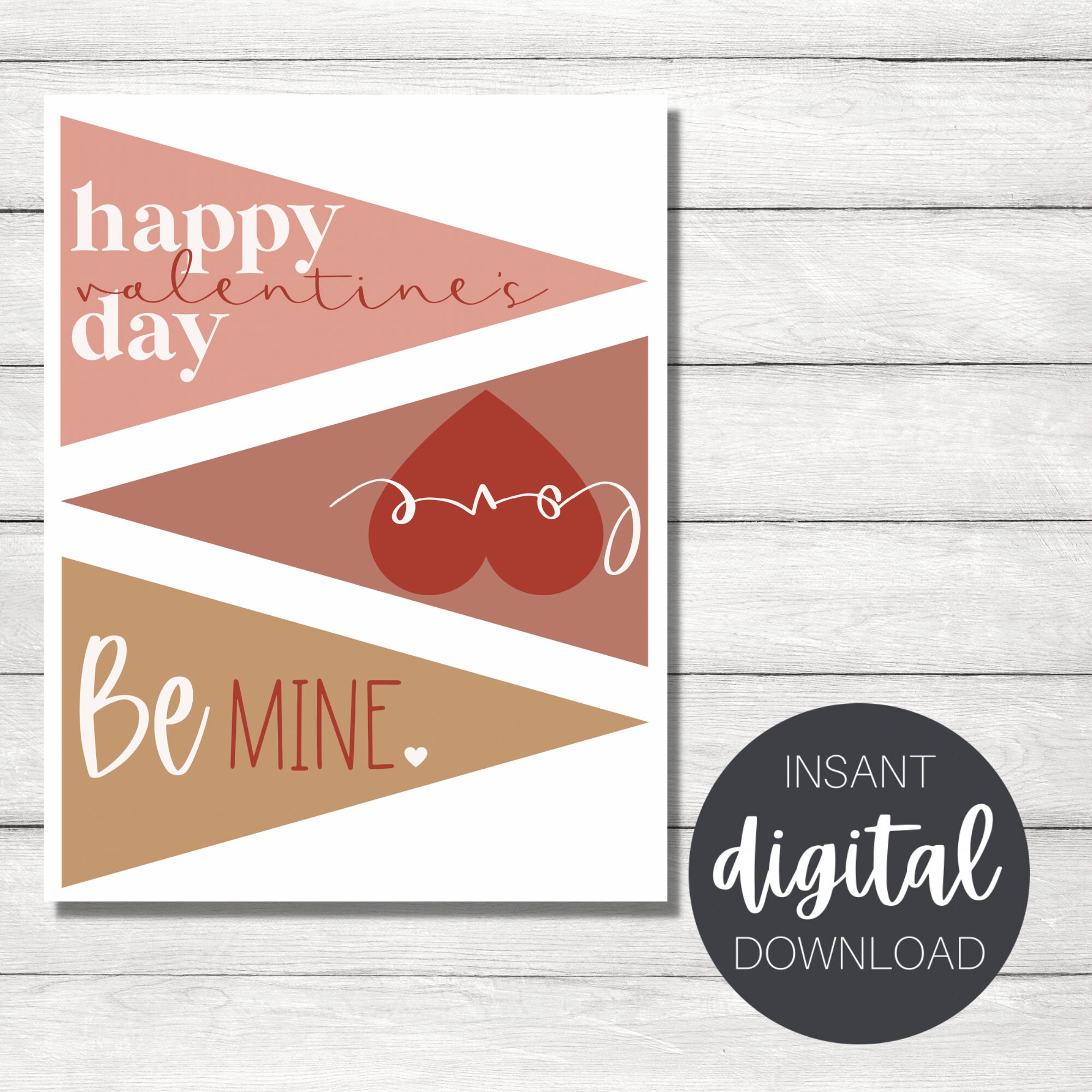 Printable Boho Valentine’s Day Pennant, Valentine’s Day Printable Flag ...