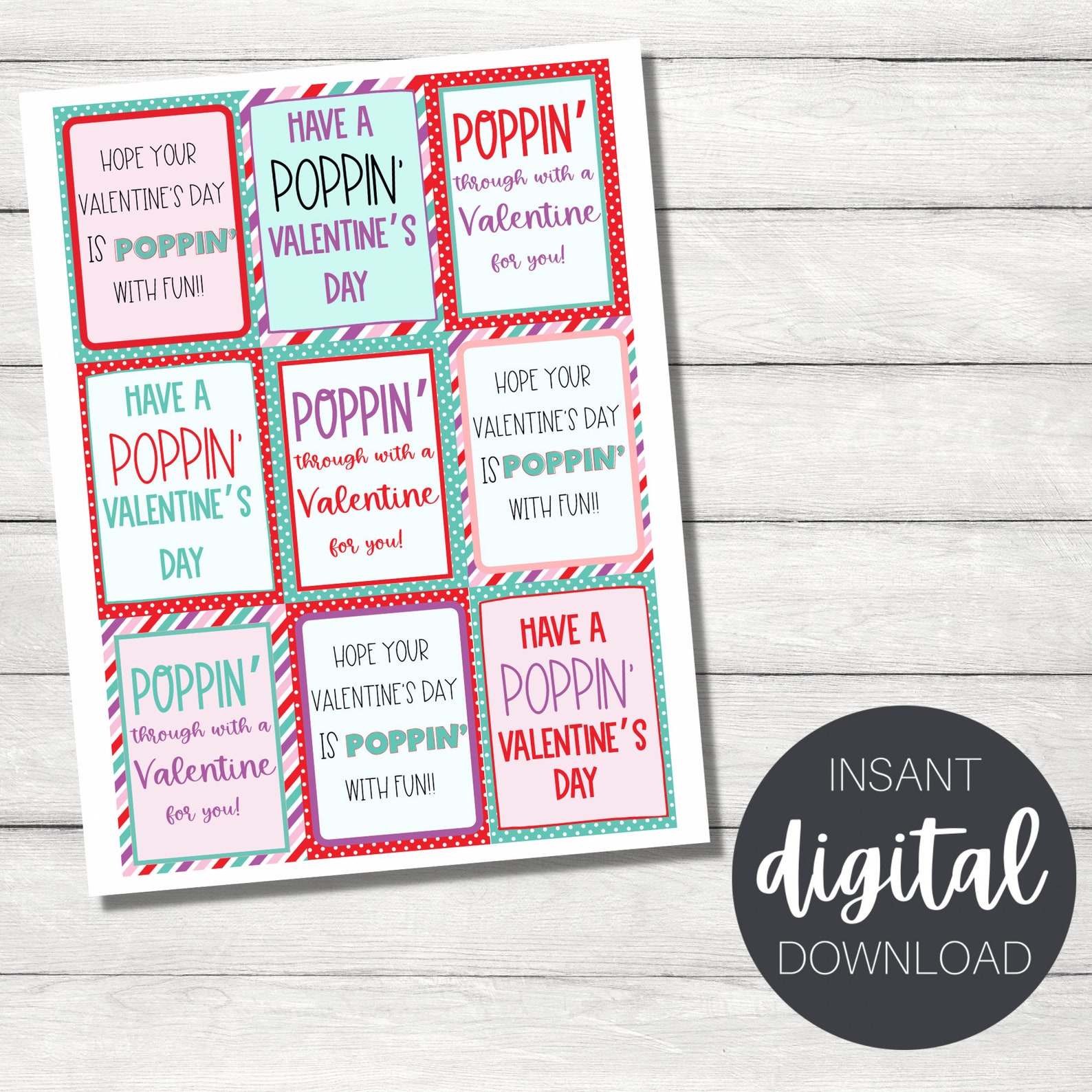 Popcorn Valentine’s Day Printable Tag, Food Tags for Valentine’s Day ...