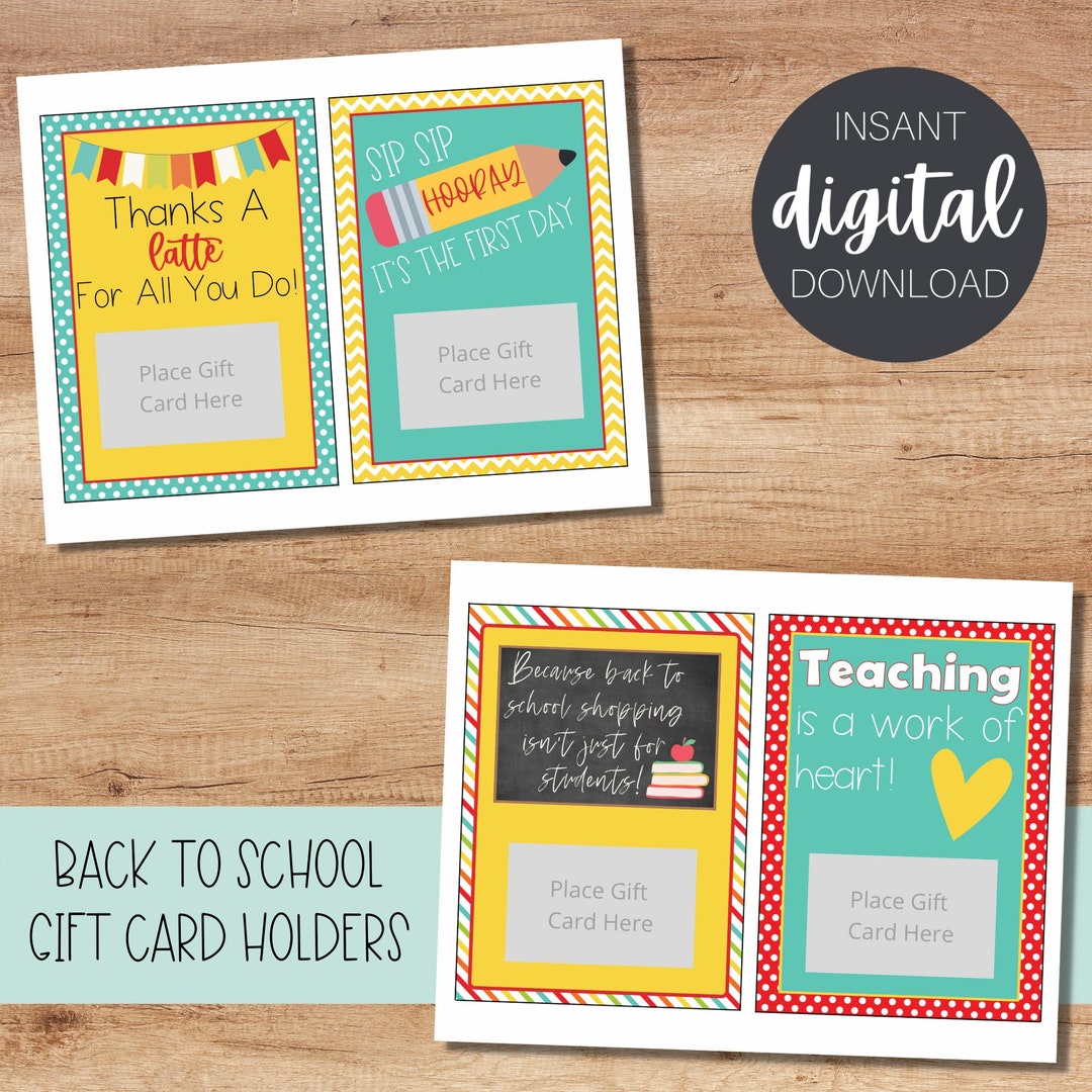 First Day of School Teacher Gift Card Holder, Teacher Gift, Printable ...
