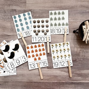 Count and Clip Cards, Fall Preschool Activities, 1-20 Counting Cards ...