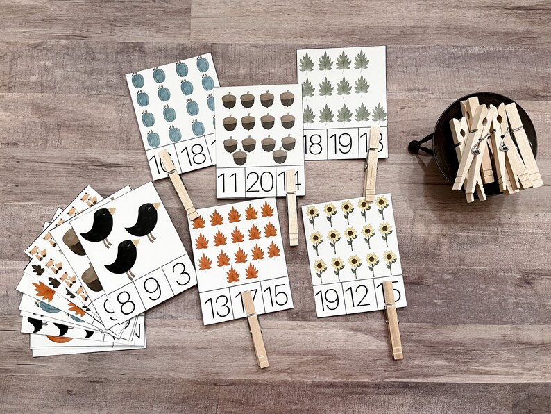 Count and Clip Cards, Fall Preschool Activities, 1-20 Counting Cards ...