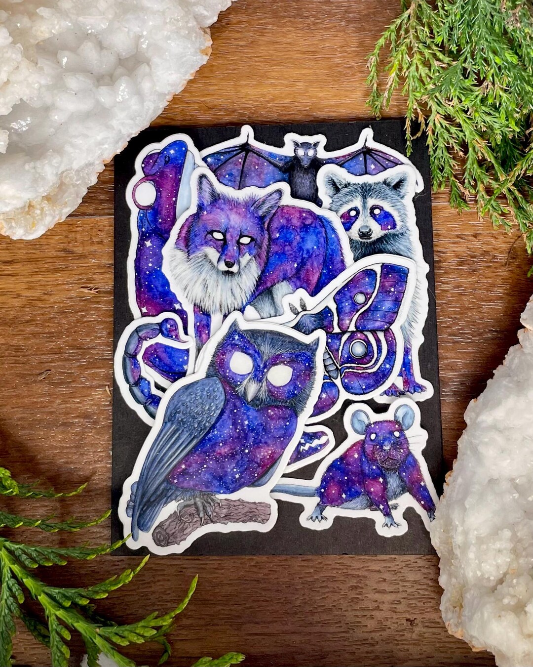 Nocturnal Creatures Sticker Set – All 8 Stickers – Ink & Watercolor ...