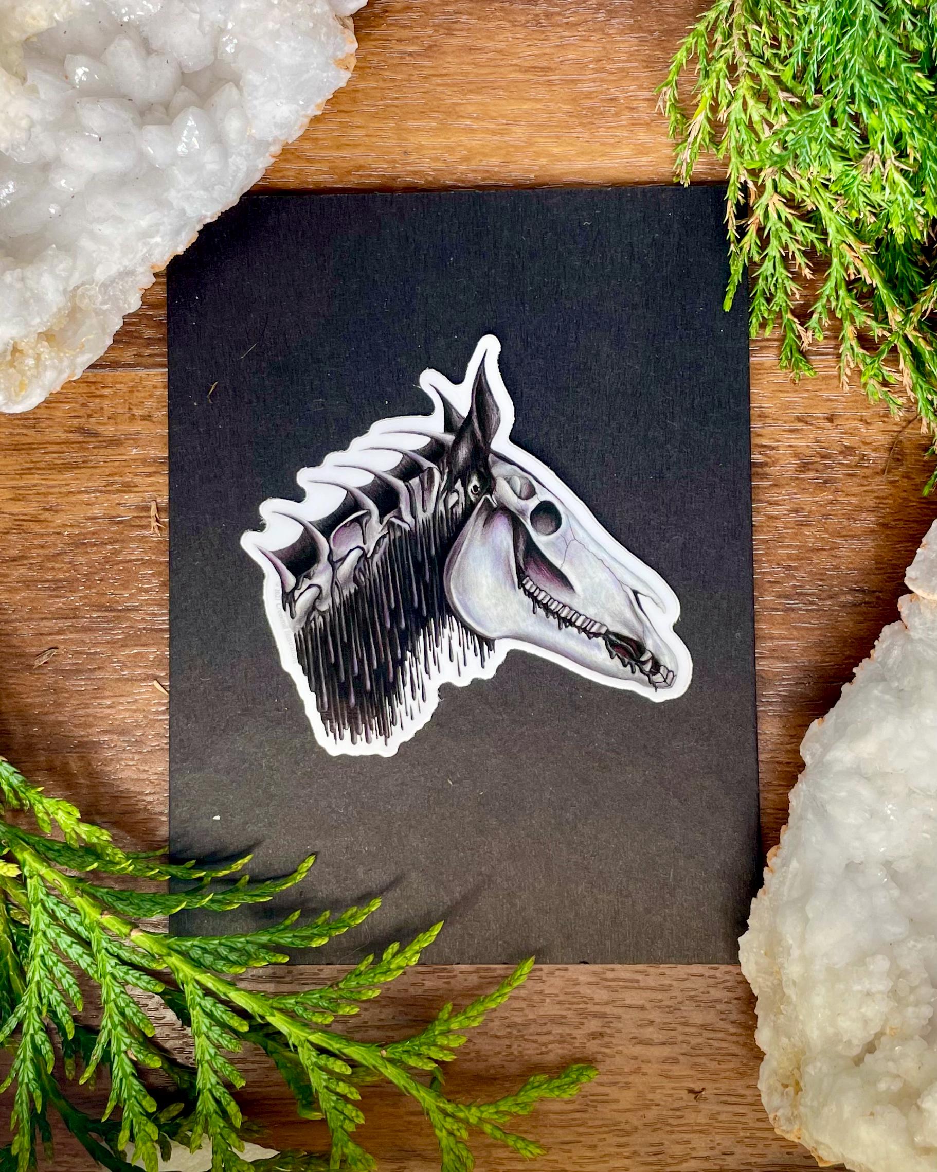 Helhest Sticker – Hand-drawn Fantasy Creature Anatomy Illustration ...