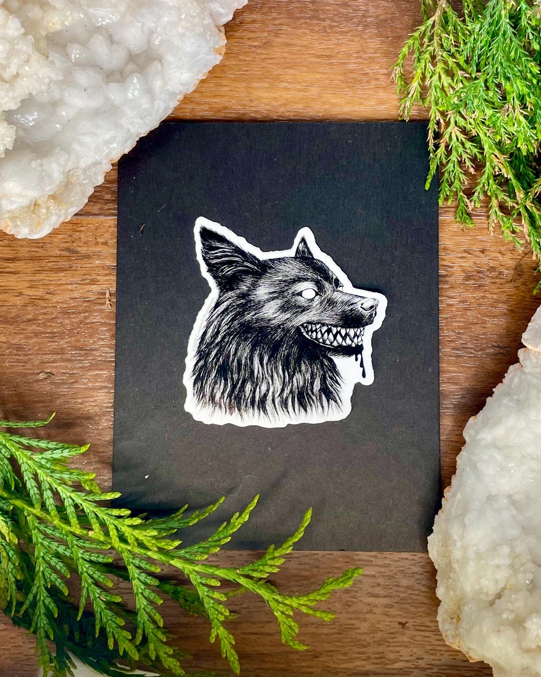 Drooling Wolf Sticker – Possessed Monster, Gothic Ink Drawing, Dark Fantasy Art - Etsy