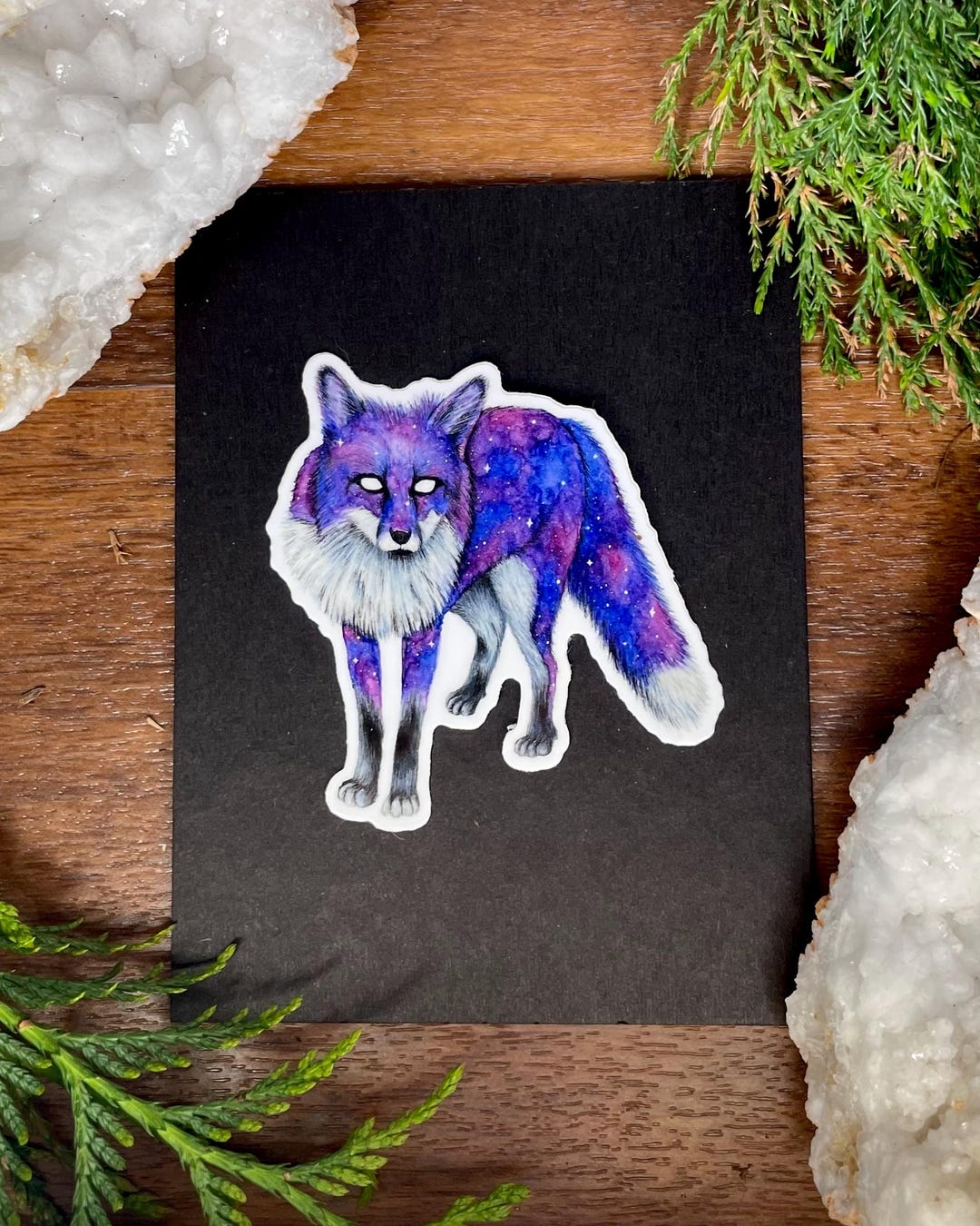 Galaxy Fox Sticker – Hand-drawn Ink & Watercolor Design From the ...