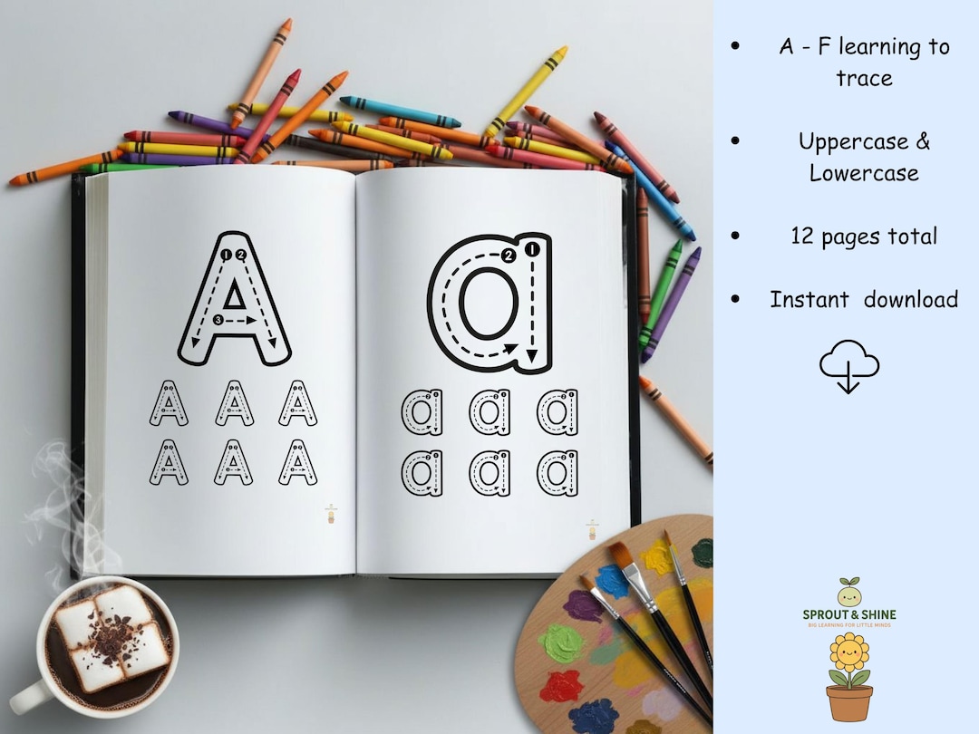 Alphabet Tracing Worksheets A–F | Preschool Letter Practice | Uppercase ...