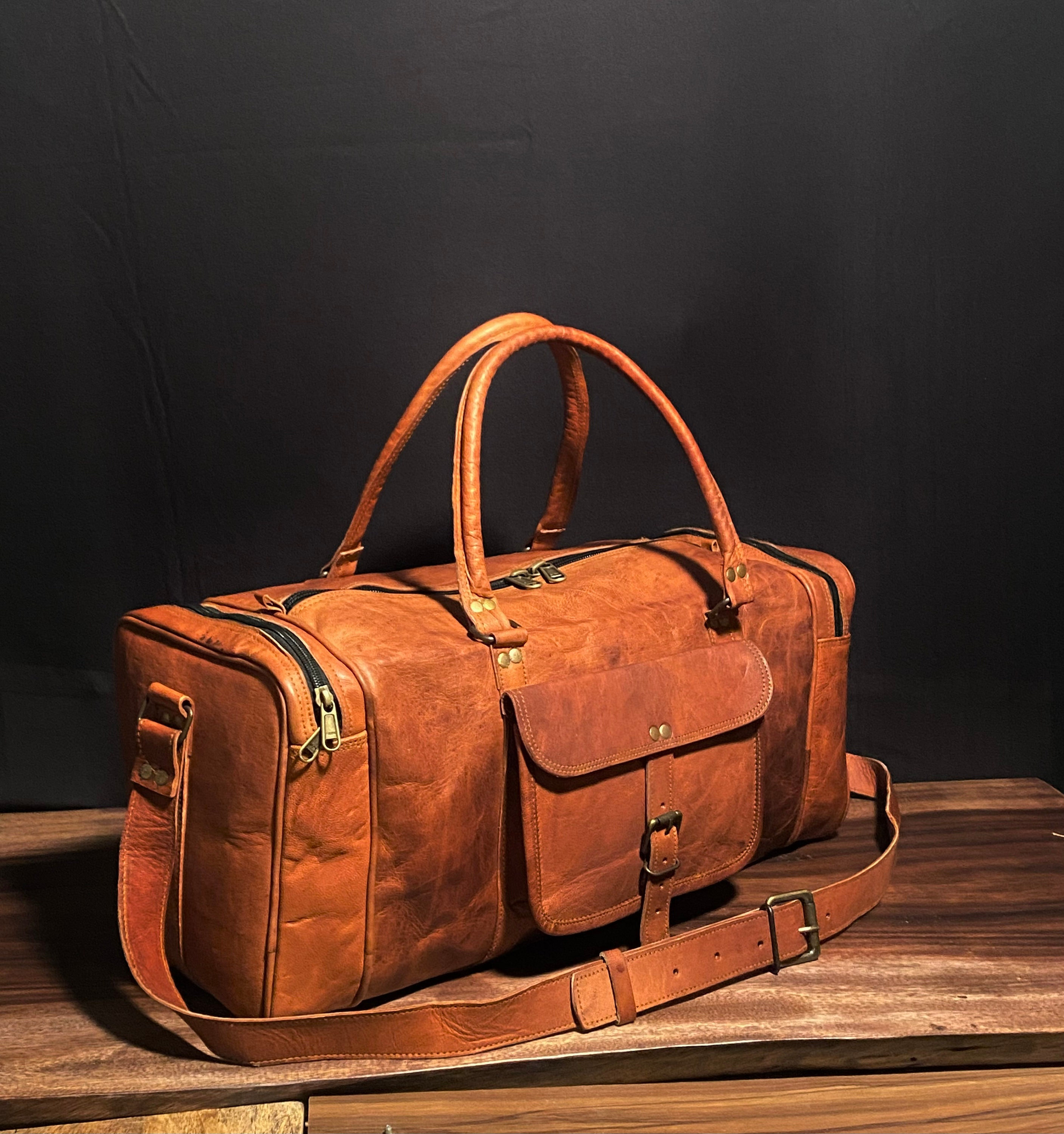 24 Inch Handmade Leather Duffel Bag Leather Duffel Travel Bag