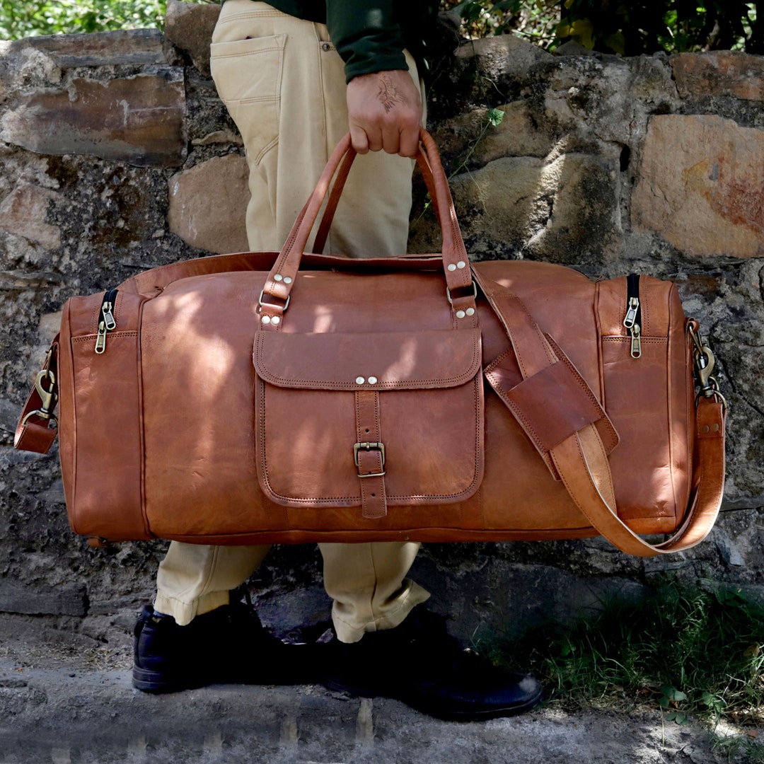 24 Inch Handmade Leather Duffel Bag Leather Duffel Travel Bag