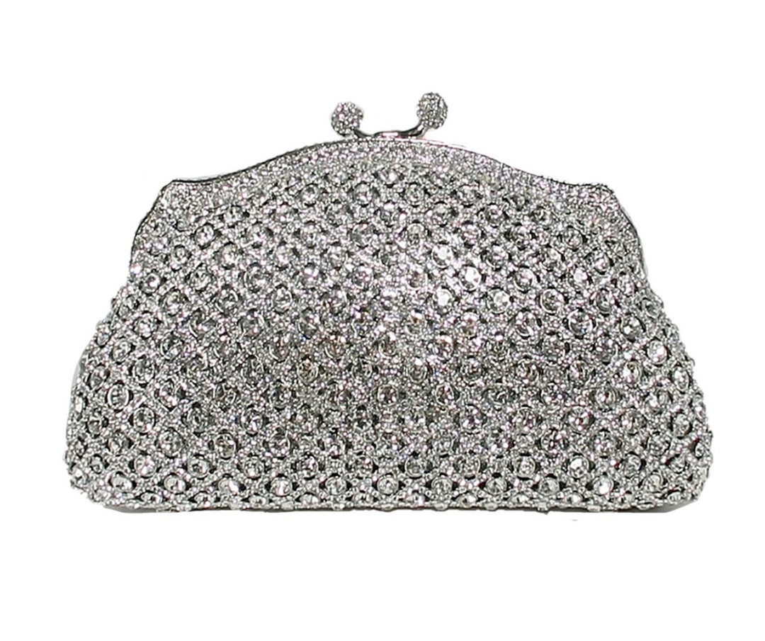 Silver Crystal Rhinestone Bridal Clutch: Elegant Evening Bag - Etsy