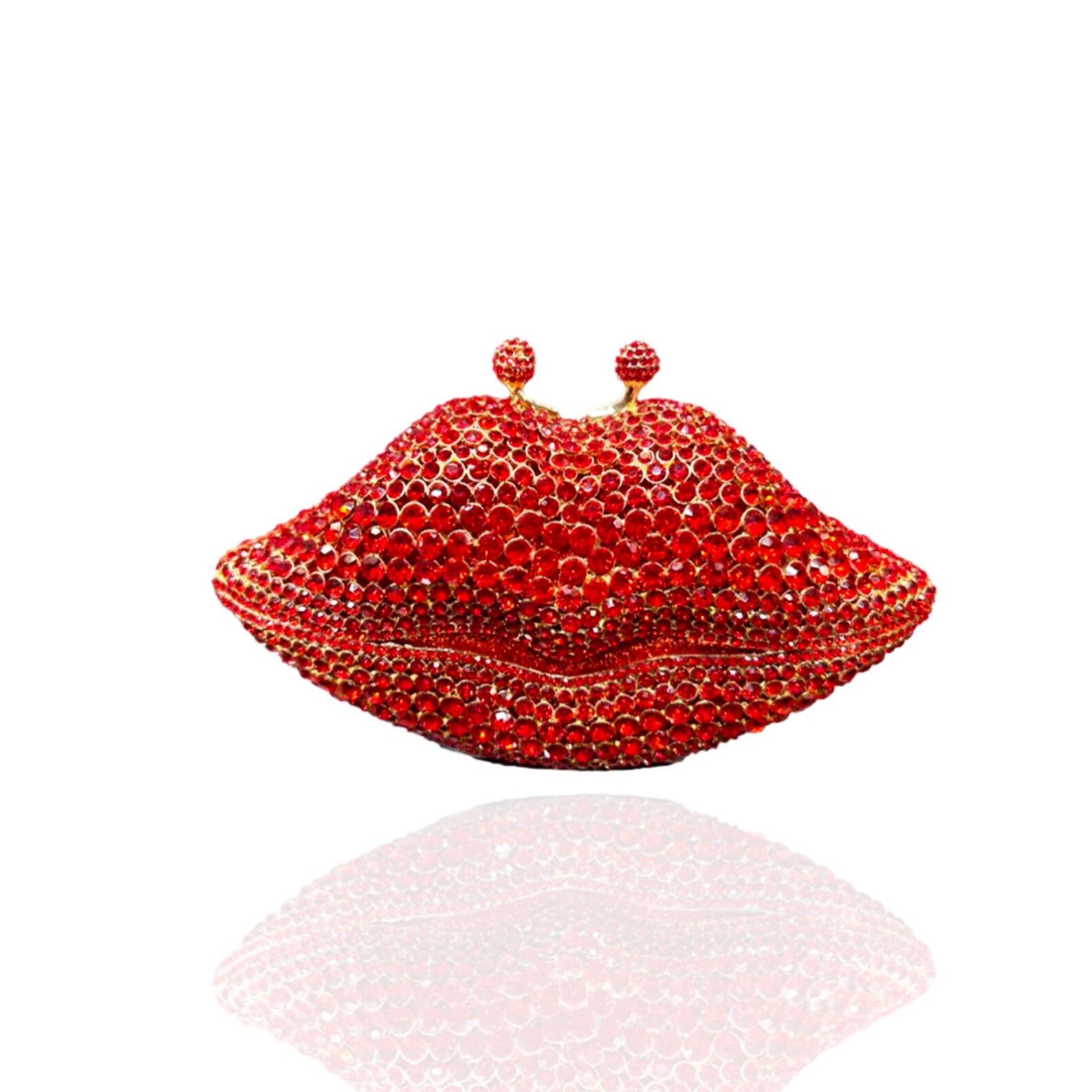 Red Crystal Kiss Clutch | Playful Lip-shaped Evening Bag | Statement ...