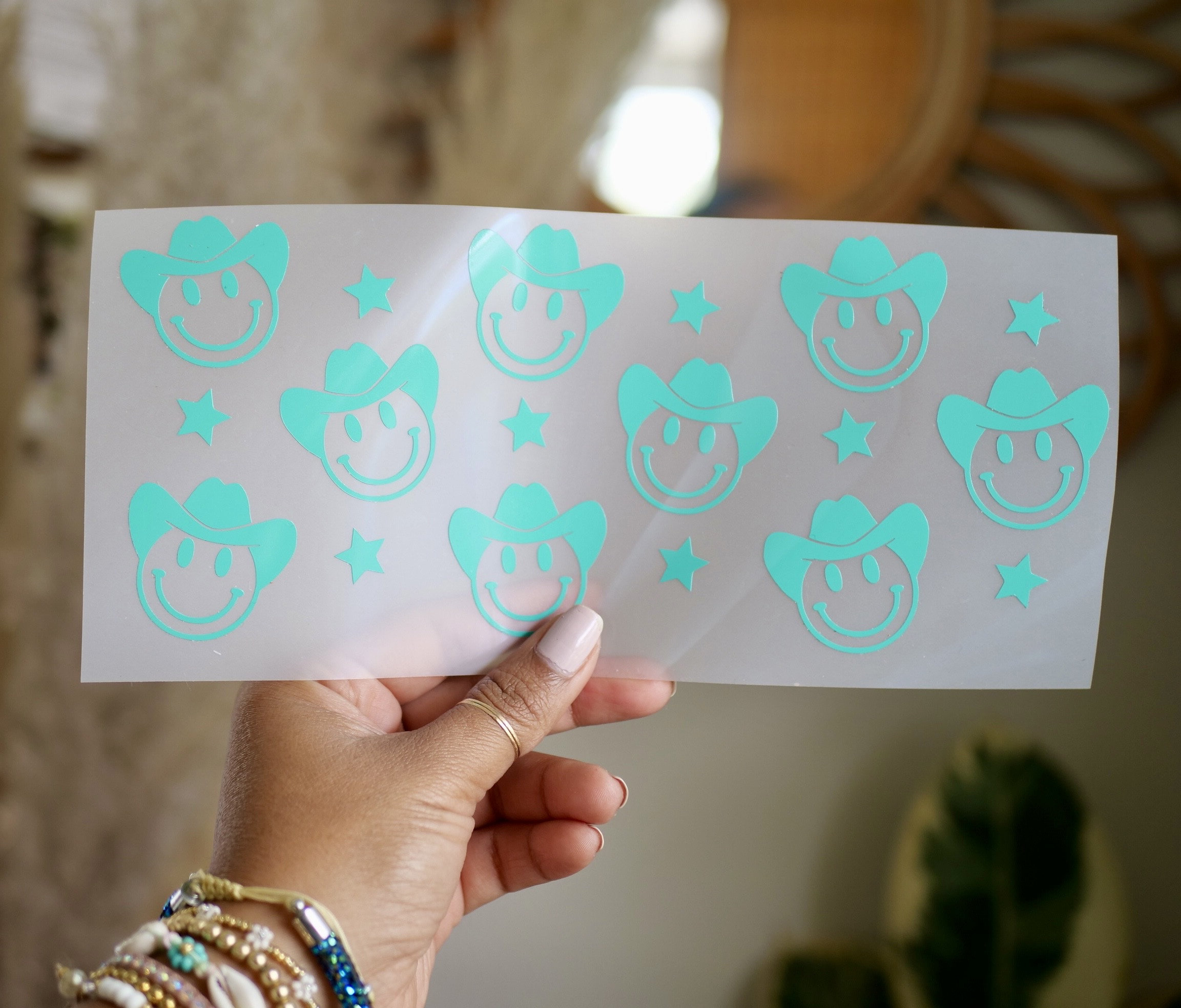 Cute Western Happy Face Cowboy Decal Sticker for Tumblers, Stanley Cup ...