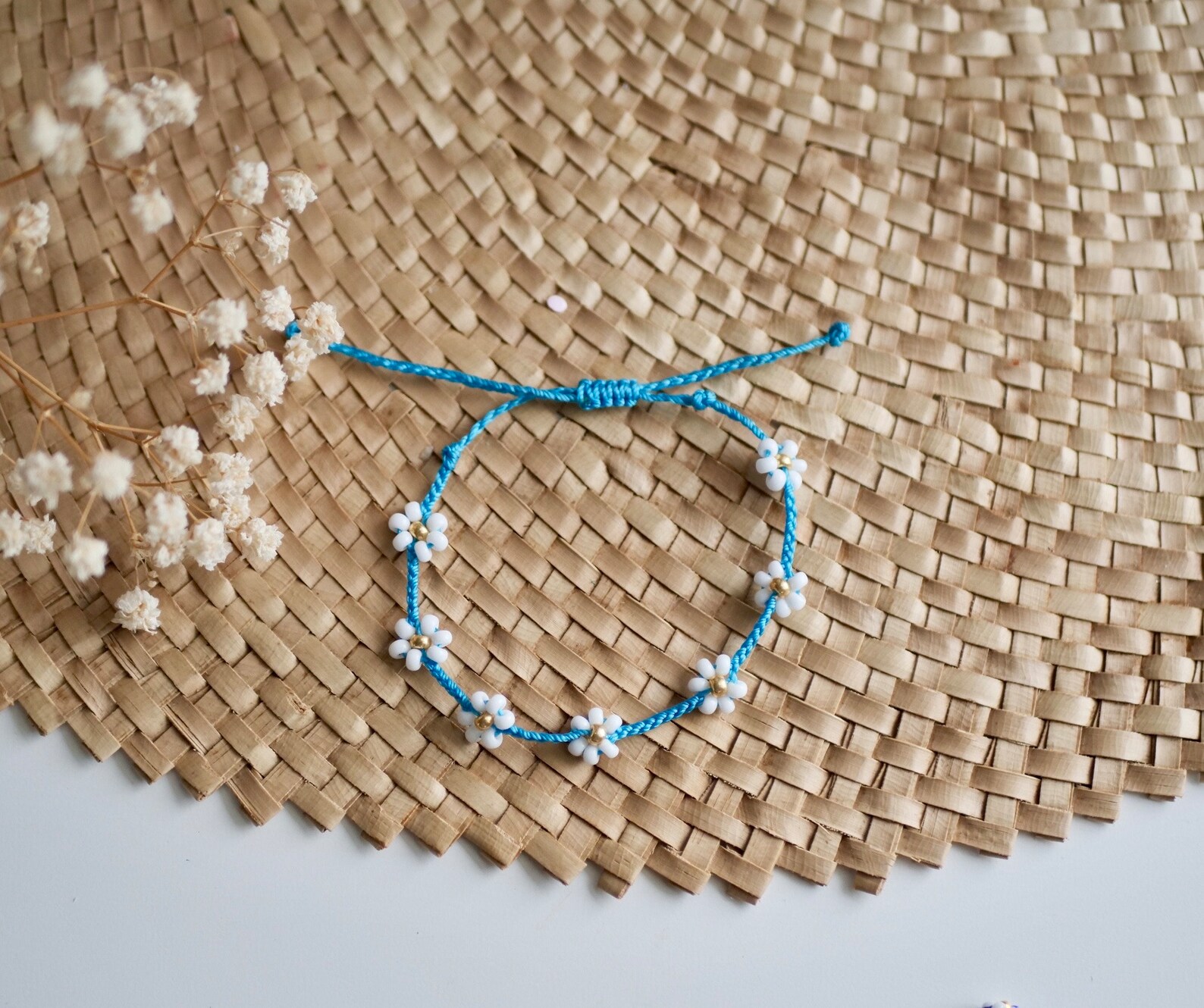 Daisy Seed Bead Macrame Bracelet, Retro Flower Girl Teen Jewelry - Etsy