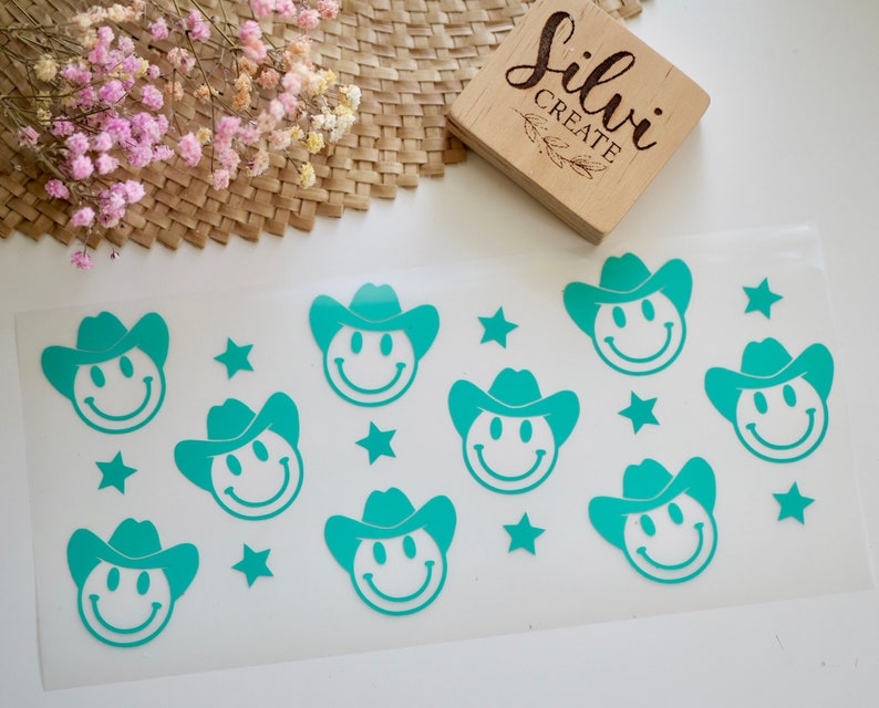 Cute Western Happy Face Cowboy Decal Sticker for Tumblers, Stanley Cup ...
