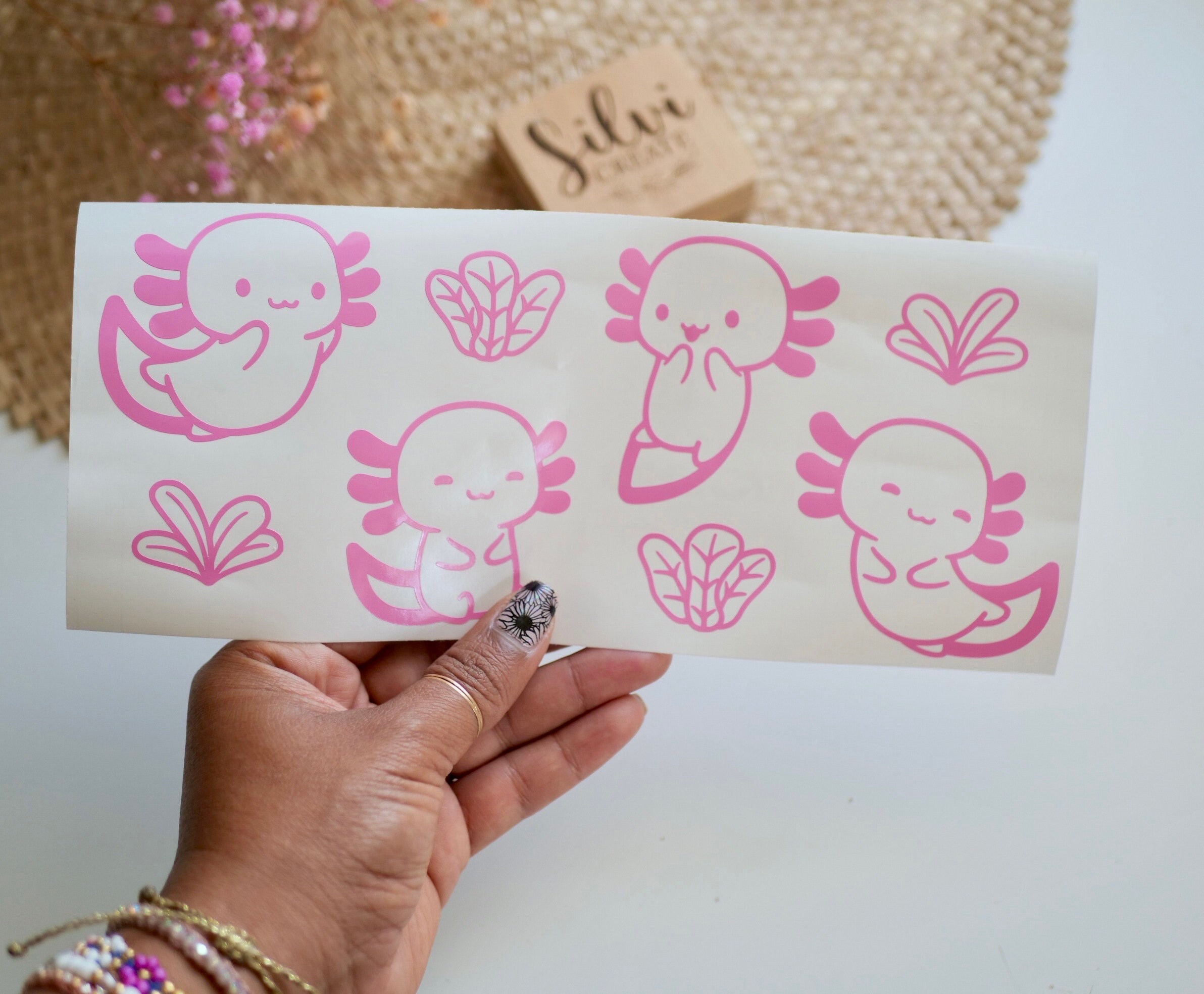 Cute Axolotl Vinyl Sticker Decal Sheet, Decal for Tumbler, Cups, Style ...