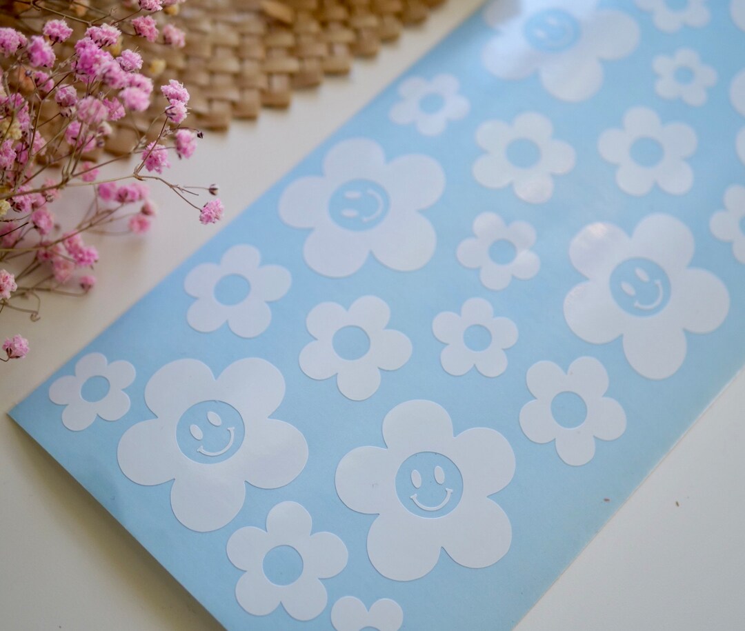 Cute Flower Vinyl Sticker Decal for Cups, Retro Flower Decal for ...