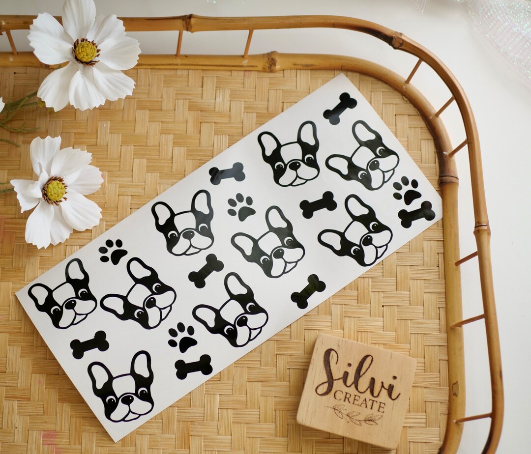 Frenchie Dog Vinyl Decal Stickers, Cute Stanley Cup Vinyl Sticker , Car ...