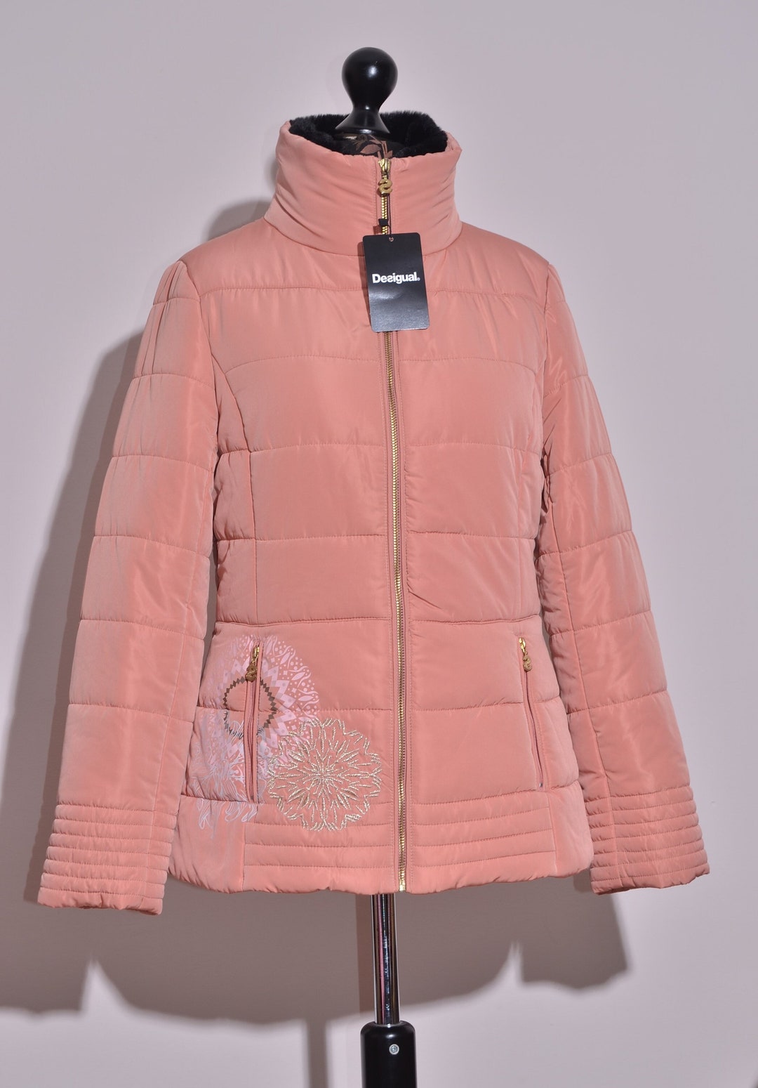 BNWT Desigual Womens Padded Dusty Pink Jacket Size 42 UK14 US8 - Etsy