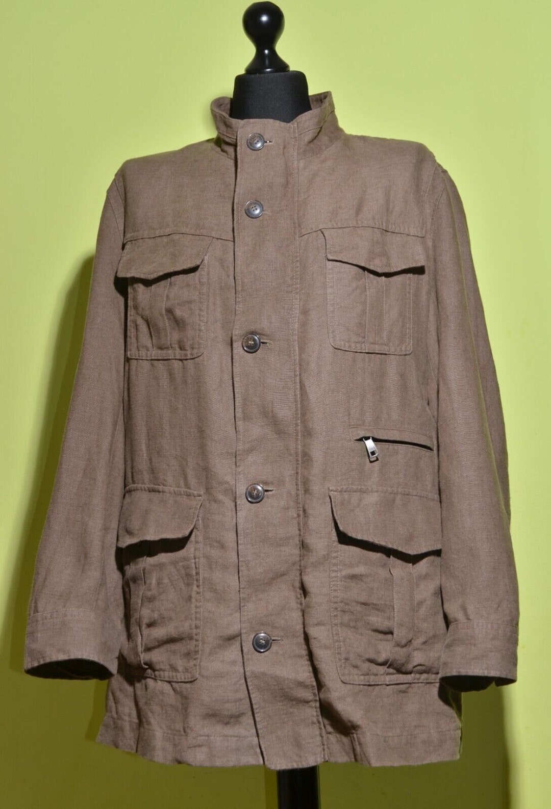 DAKS Men's 100% Linen Multipocket Brown Jacket Size 56 / 2XL - Etsy