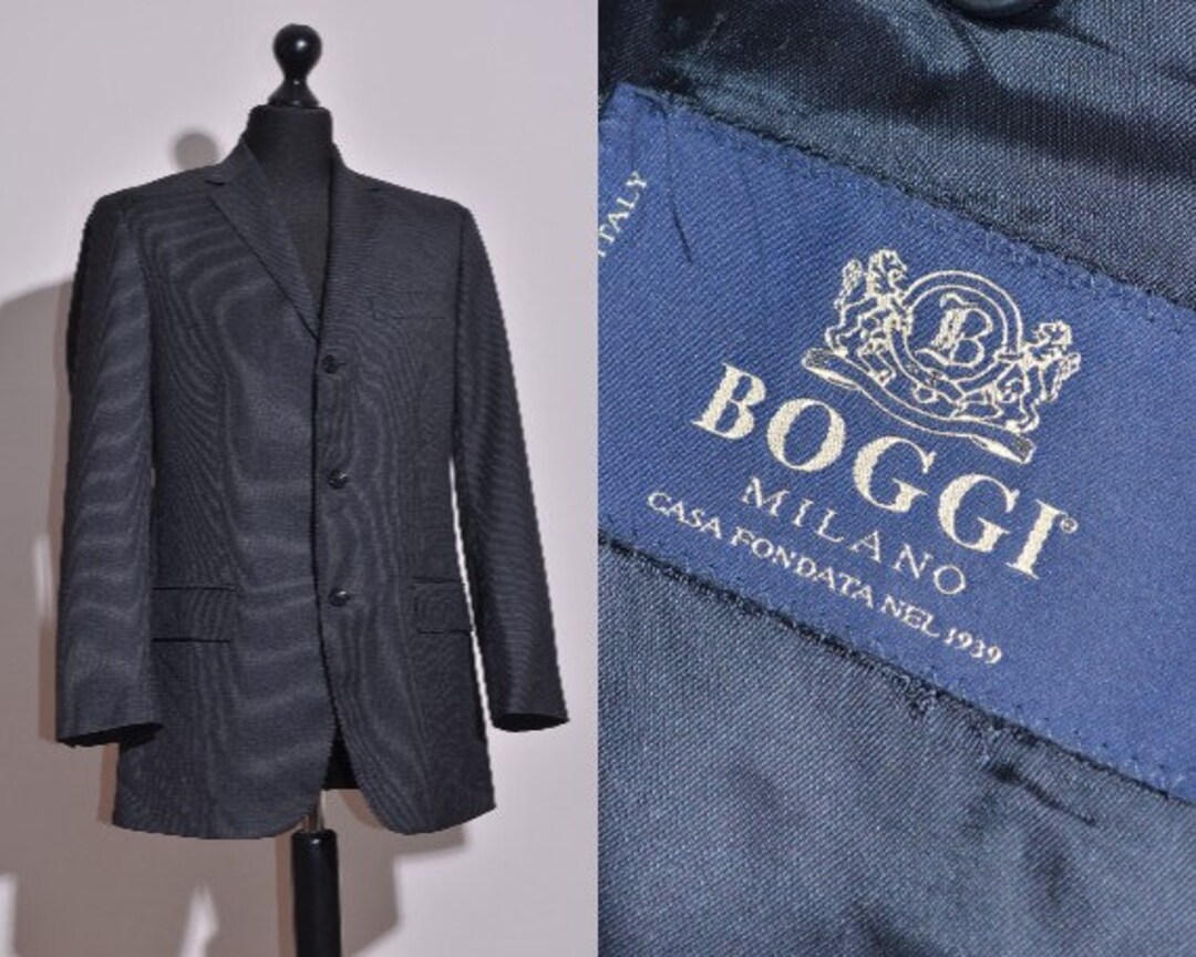 Boggi Milano Mens Dark Grey Blazer Jacket Wool Super 110's Size 50 / M ...