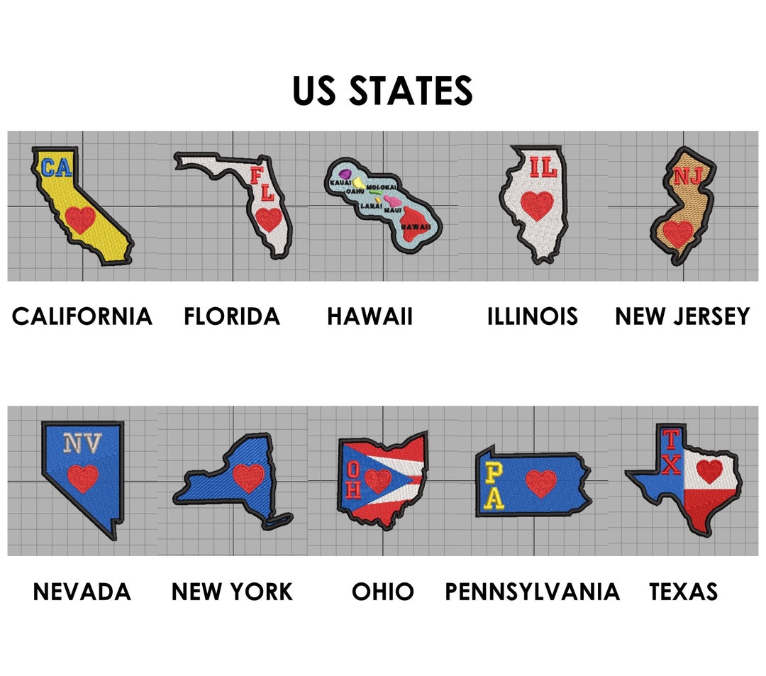 Embroidered US State Patch: Iron-on Applique, USA Decor - Etsy