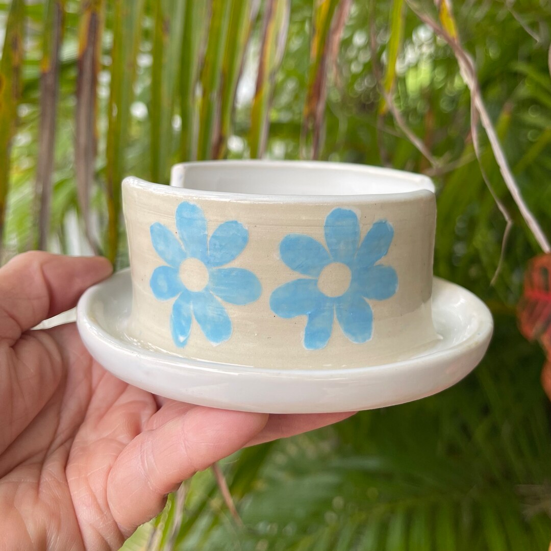 Blue Daisy Sponge Holder, Kitchen Brush Holder, Ceramic Sponge Stand - Etsy