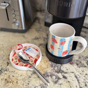 Strawberry Spoon Rest, Coffee Bar Rest, Ceramic Utensil Holder ...