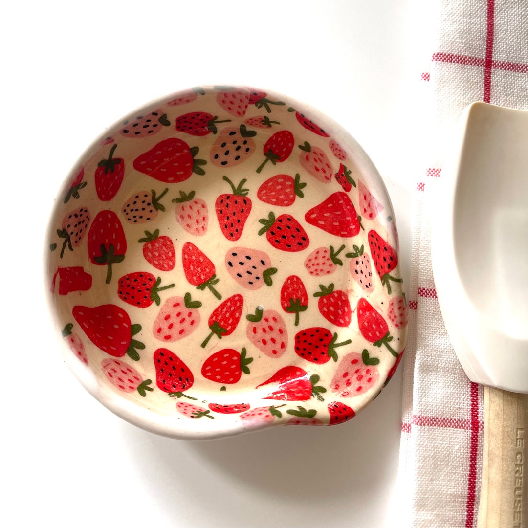Strawberry Spoon Rest, Coffee Bar Teaspoon Rest, Large Utensil Holder ...