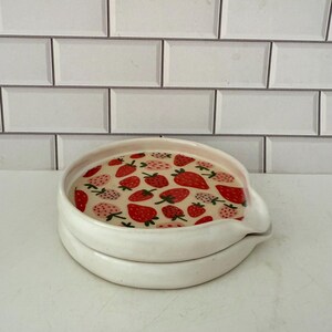 Strawberry Spoon Rest, Coffee Bar Rest, Ceramic Utensil Holder ...