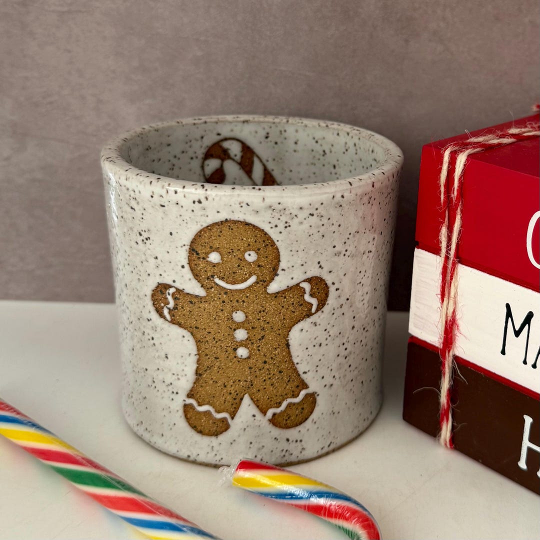 Gingerbread Man Cup: Candy Cane Coffee Mug, Holiday Home Decor - Etsy