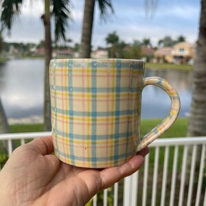 Handmade Plaid Mug Ceramic Coffee Mug Pottery Teacup in - Etsy