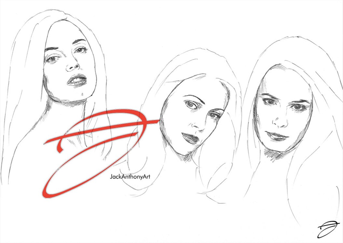 Charmed Season 4 Pen Sketch Print - Etsy