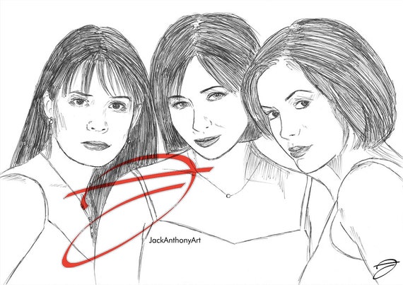 Charmed Season 1 Pen Sketch Print | Etsy