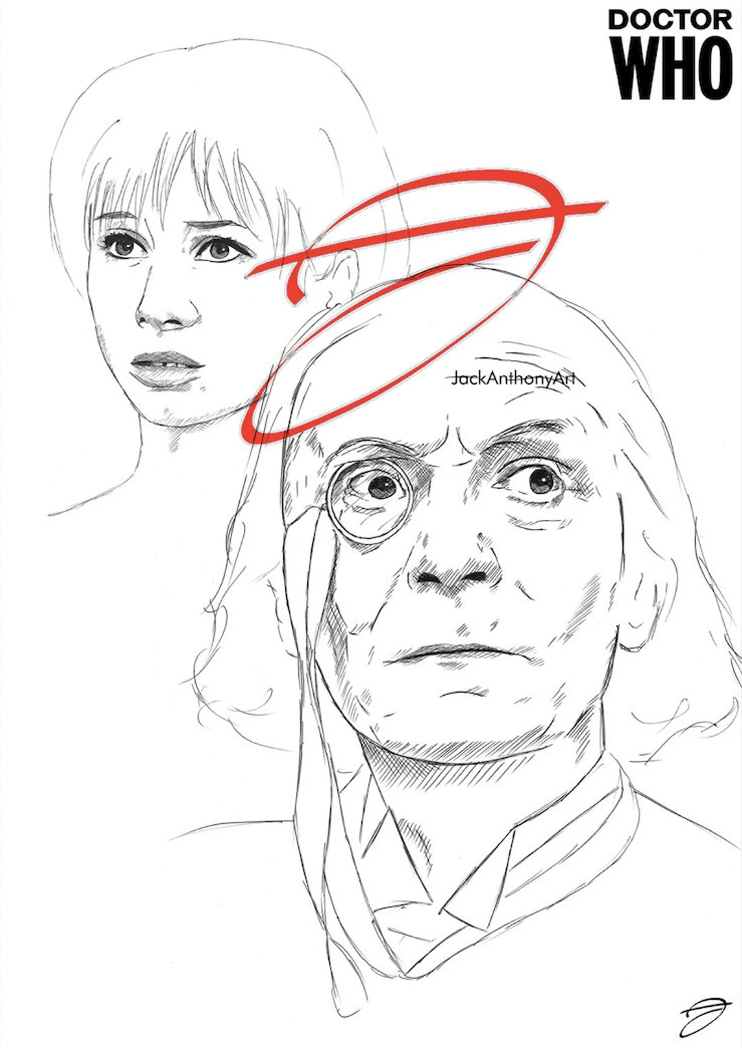 First Doctor and Susan Foreman Pen Sketch Print - Etsy