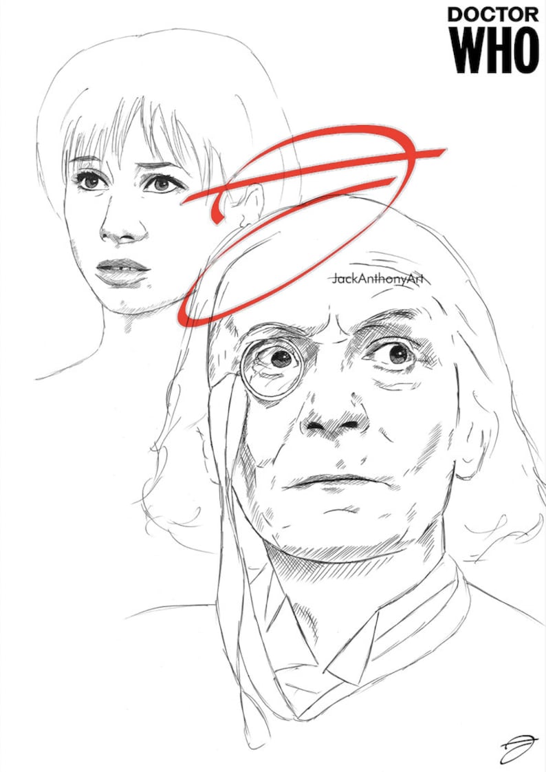 First Doctor and Susan Foreman Pen Sketch Print - Etsy