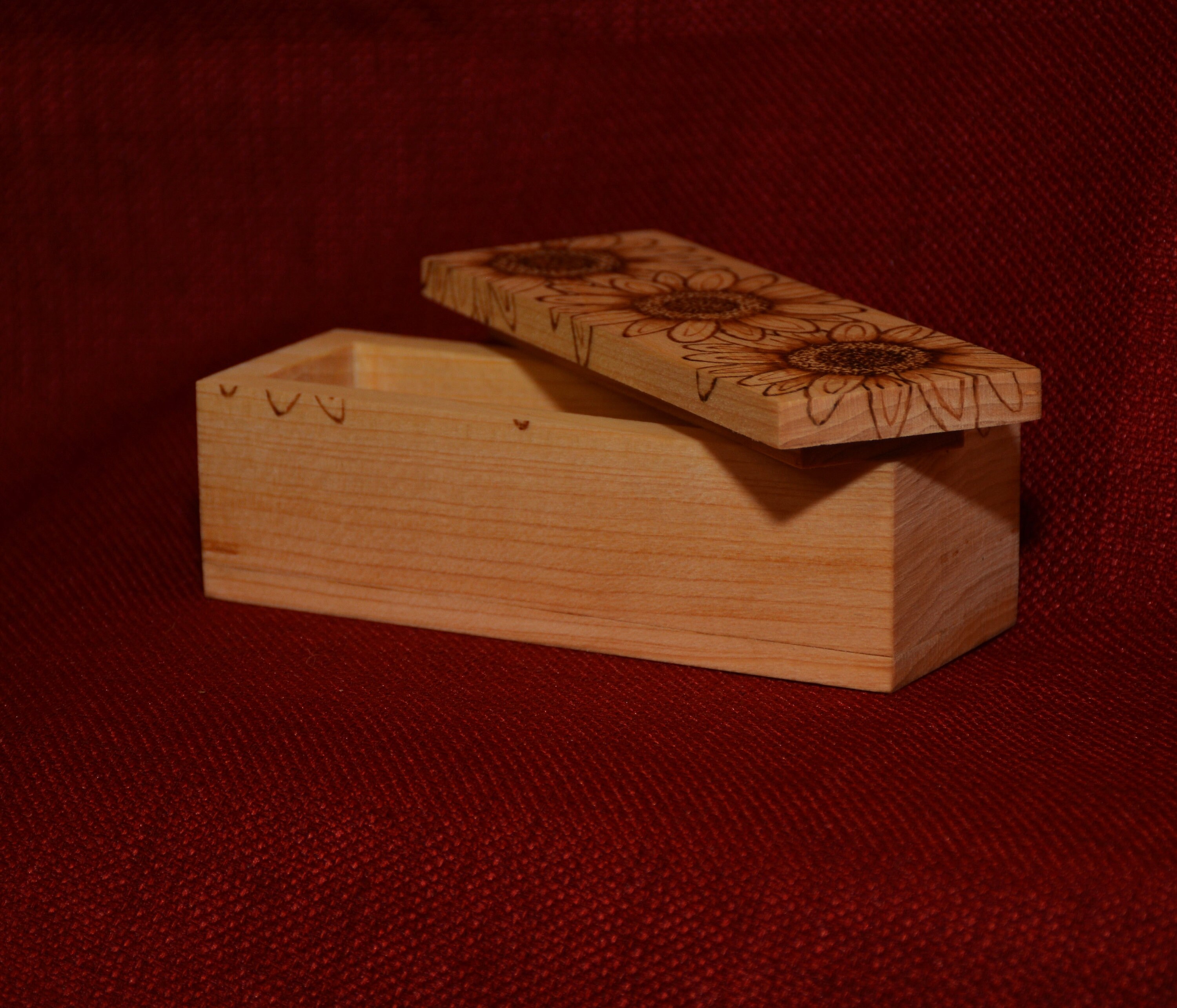 Sunflower Wood Burned Box, Pyrography Box, Home Decor, Trinket Box ...
