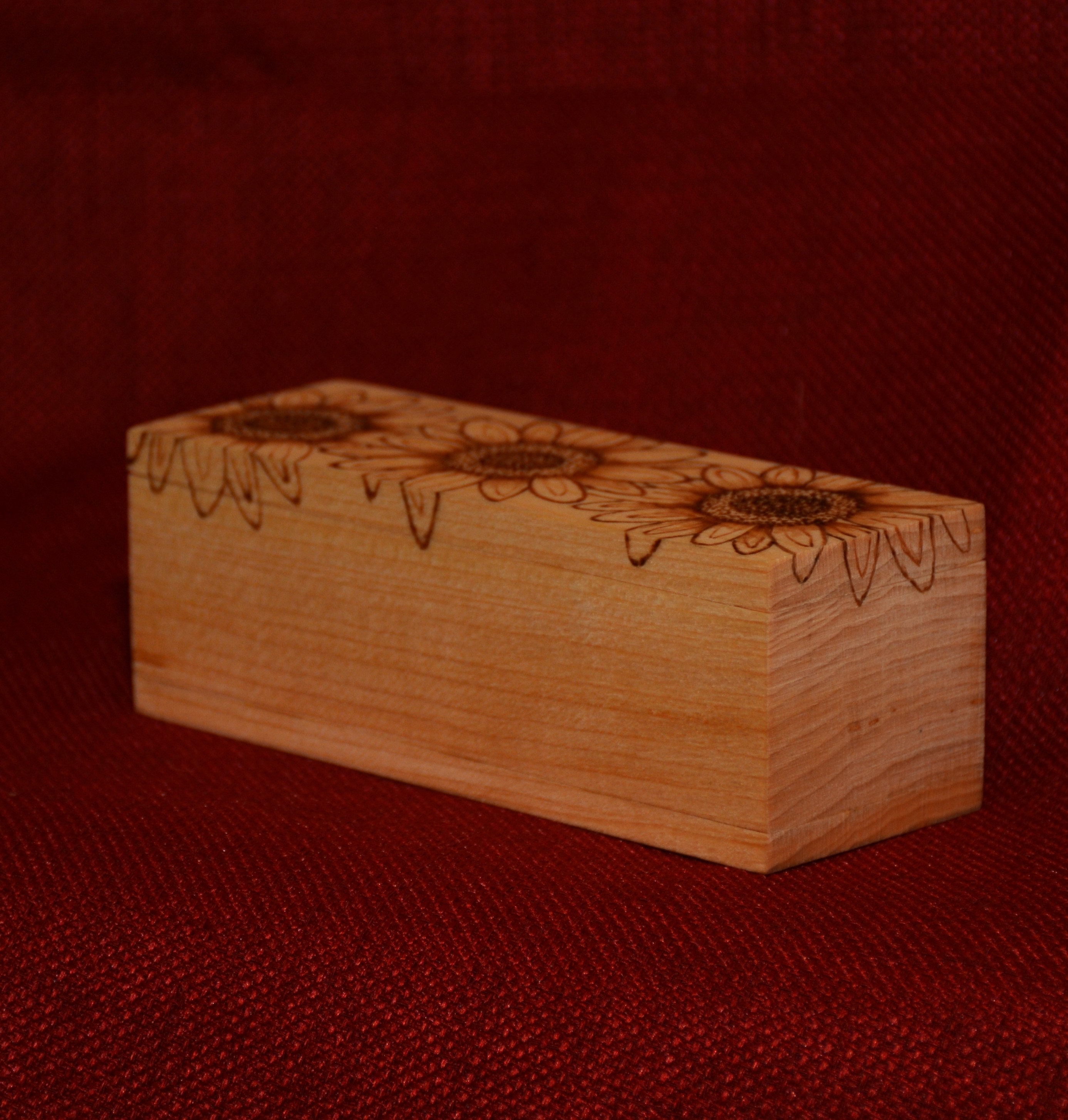Sunflower Wood Burned Box, Pyrography Box, Home Decor, Trinket Box ...