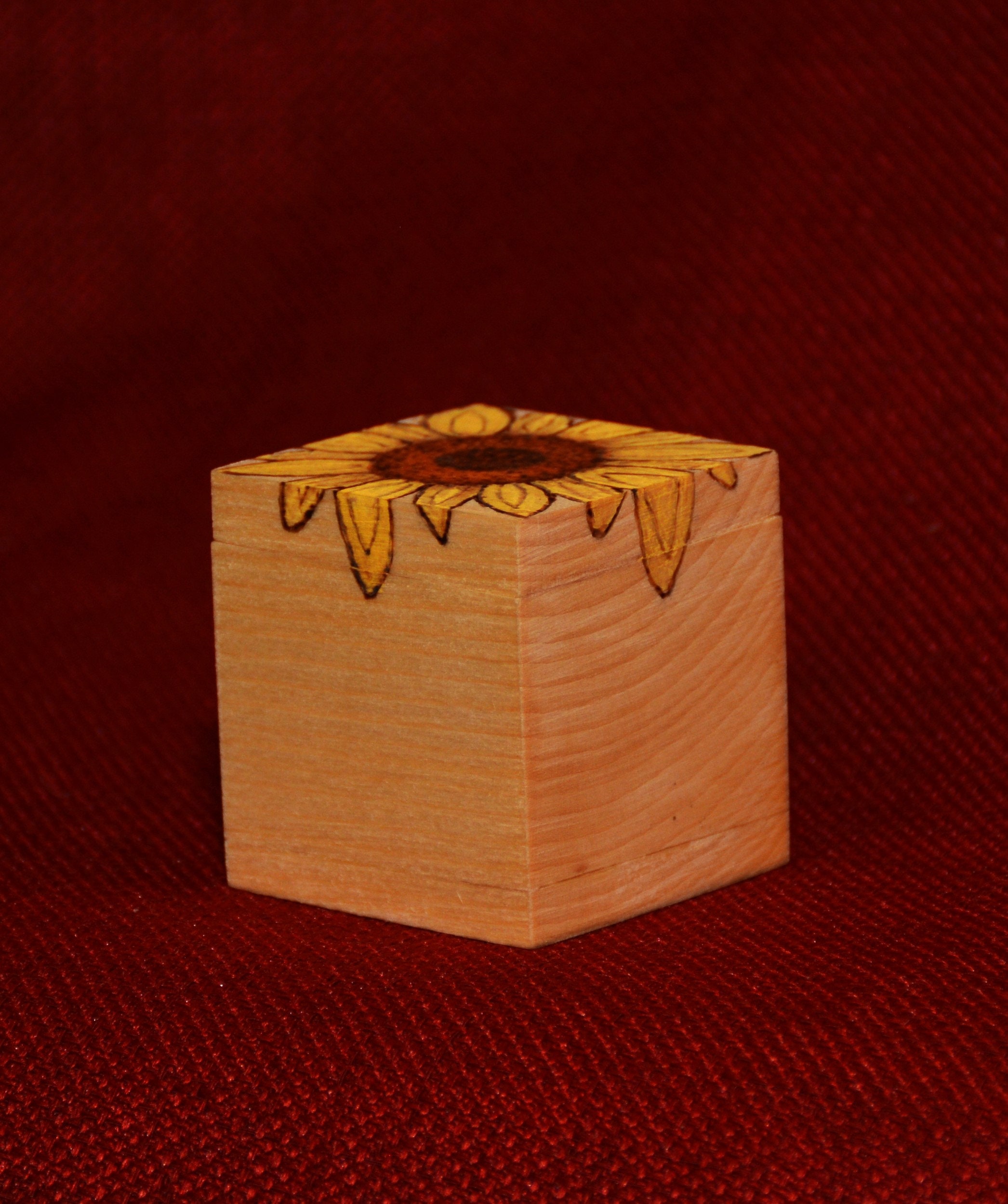 Sunflower Wood Burned Box, Pyrography Box, Home Decor, Trinket Box ...