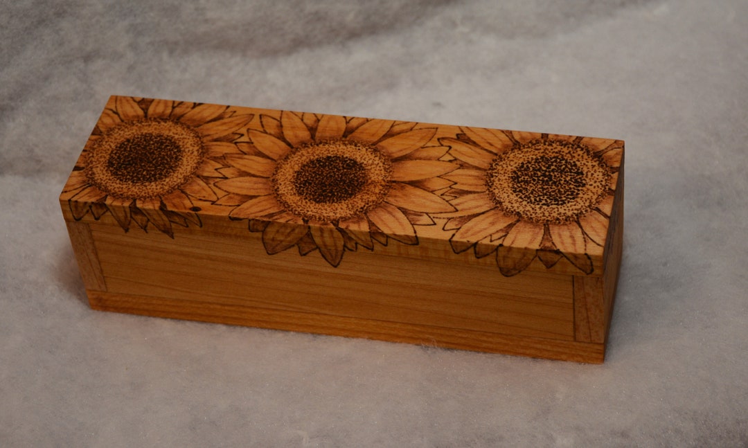Sunflower Wood Burned Box Pyrography Box Home Decor Trinket - Etsy