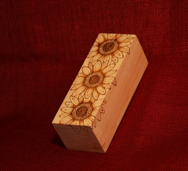 Sunflower Wood Burned Box, Pyrography Box, Home Decor, Trinket Box ...