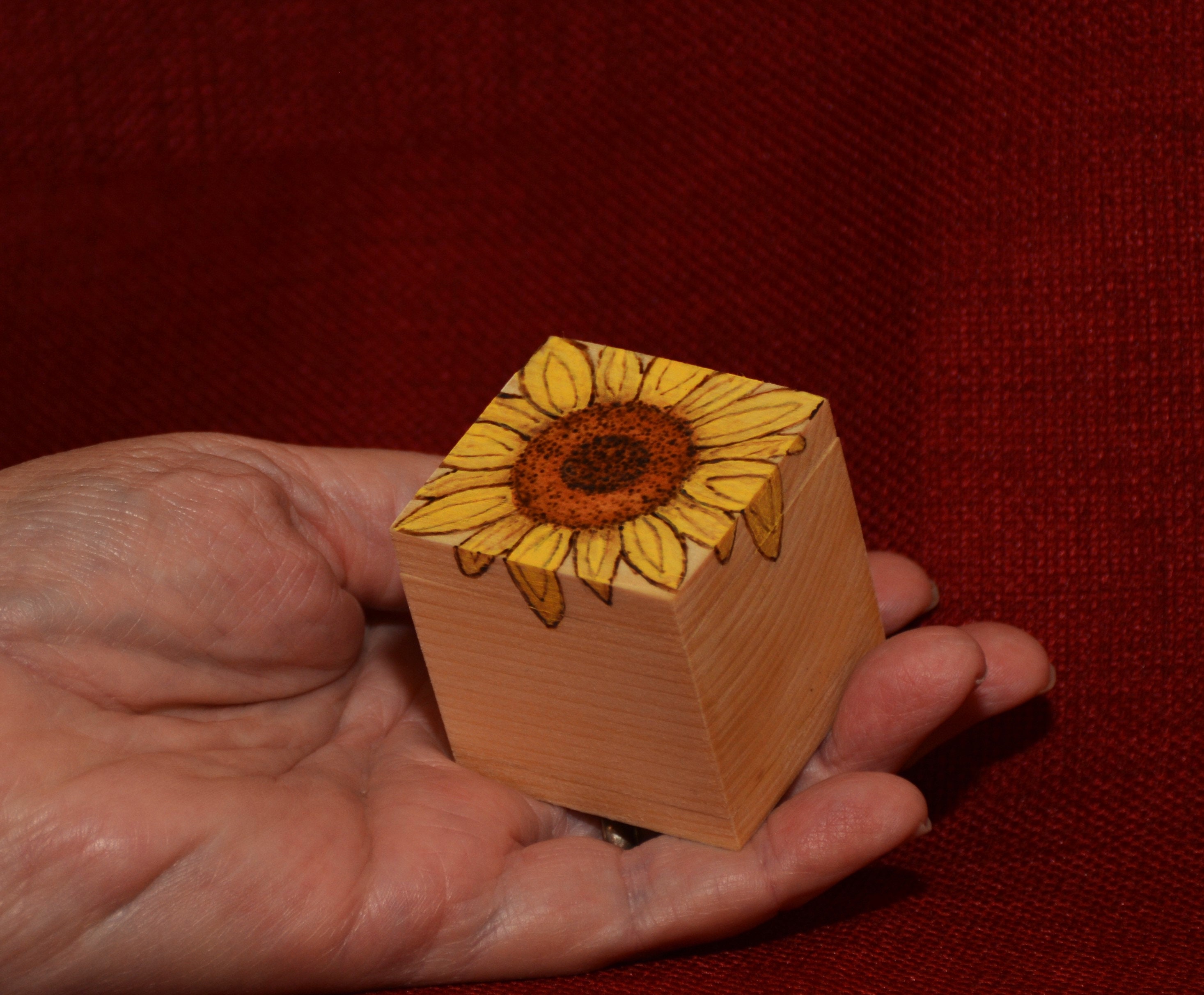 Sunflower Wood Burned Box, Pyrography Box, Home Decor, Trinket Box, Jewely Box, Handmade Box ...