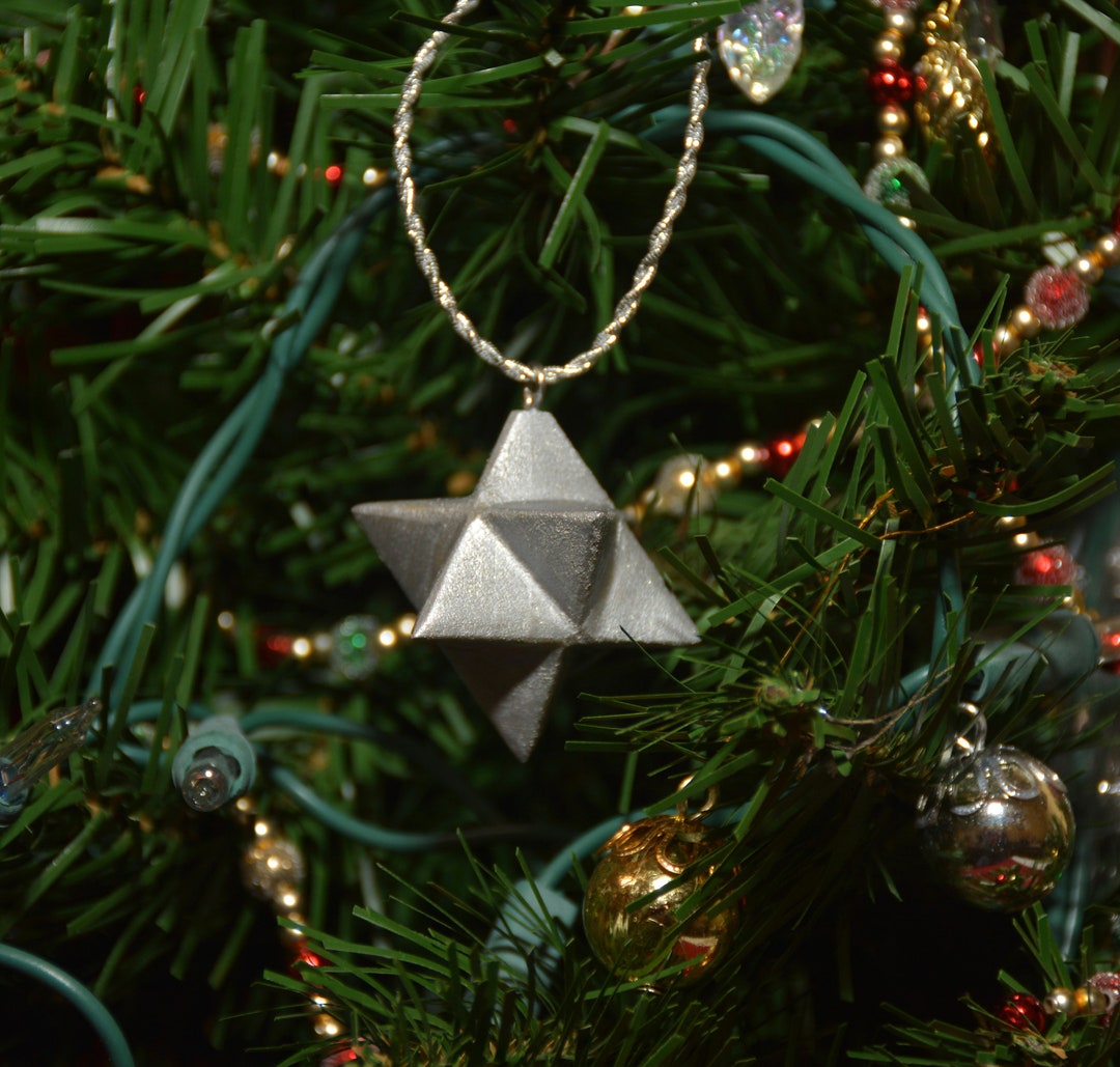 Silver Moravian Star Christmas Ornament, 8 Point Hand Carved, Wooden ...
