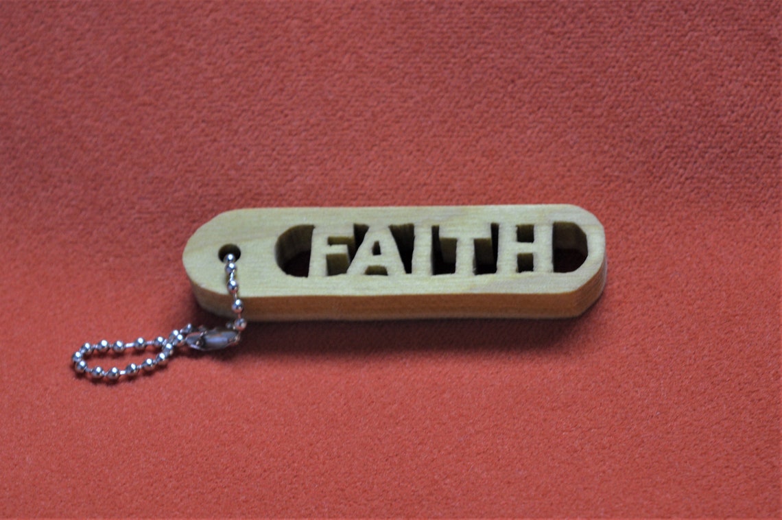 Faith Keychain Wood Keychain Wooden Word Keychain - Etsy
