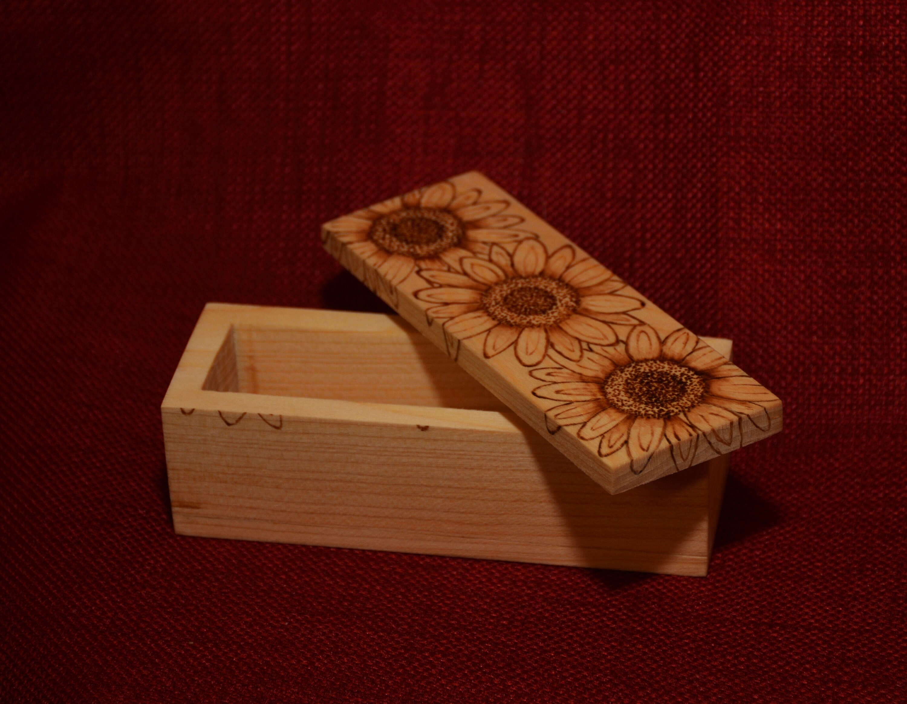 Sunflower Wood Burned Box, Pyrography Box, Home Decor, Trinket Box ...