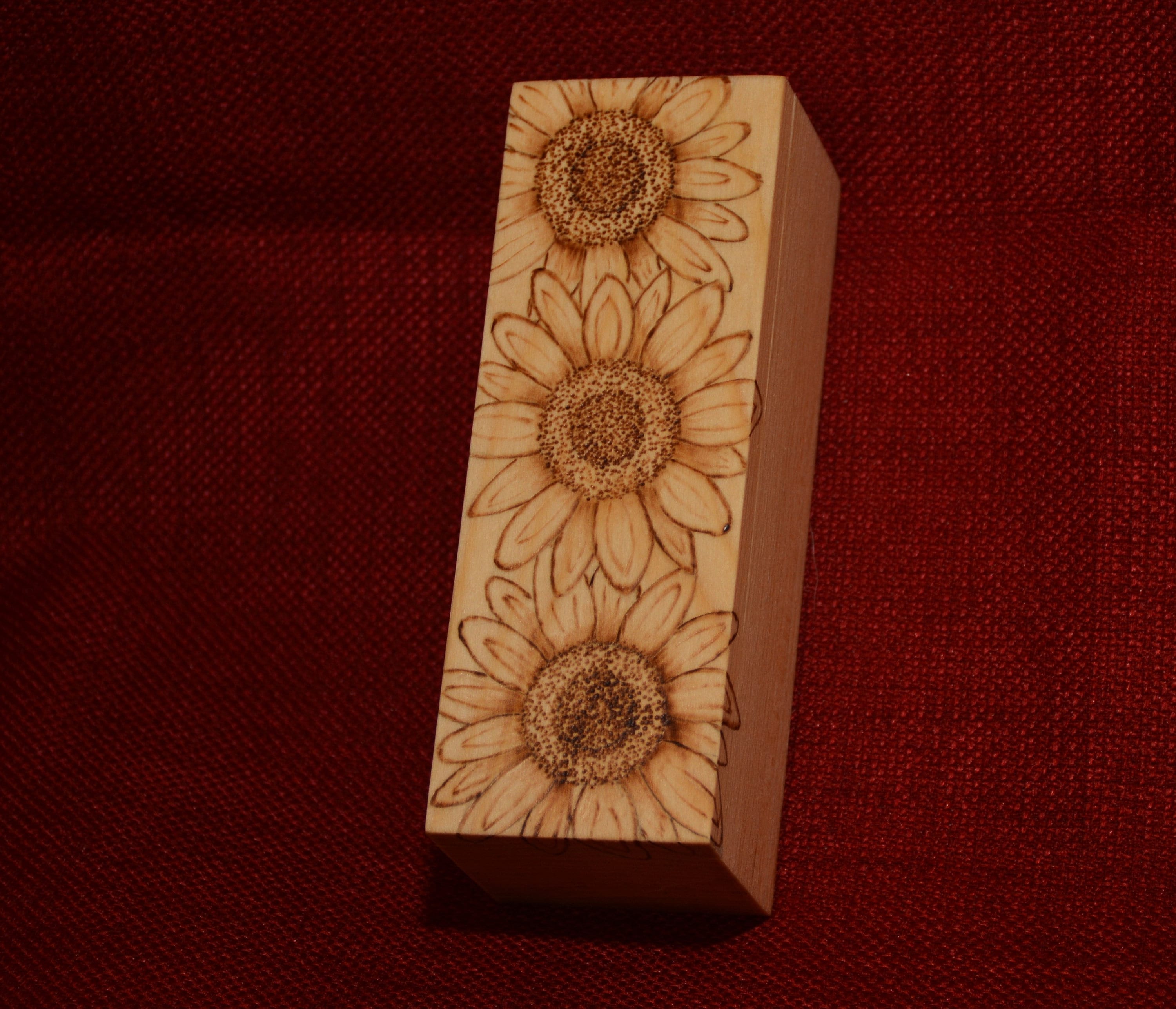Sunflower Wood Burned Box, Pyrography Box, Home Decor, Trinket Box ...